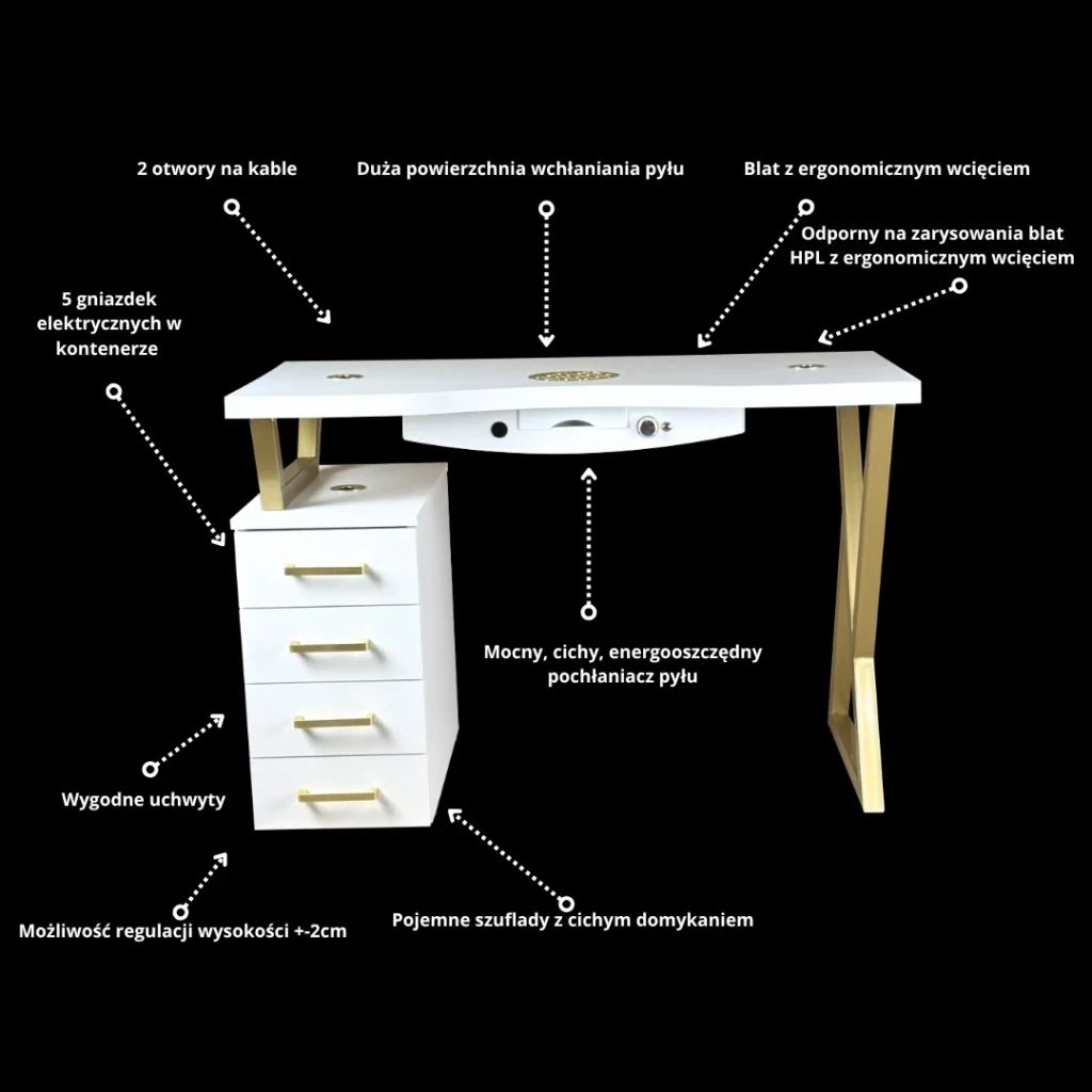 Biurko do manicure COLORS GOLD